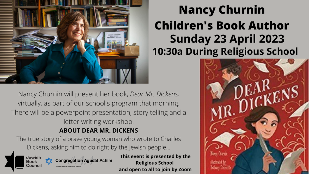Nancy Churnin Children’s Book Author | Congregation Agudat Achim ...